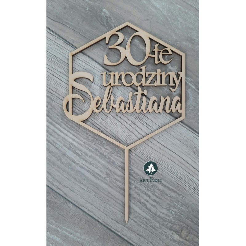 Topper urodzinowy sześcian dowolna cyfra i imię