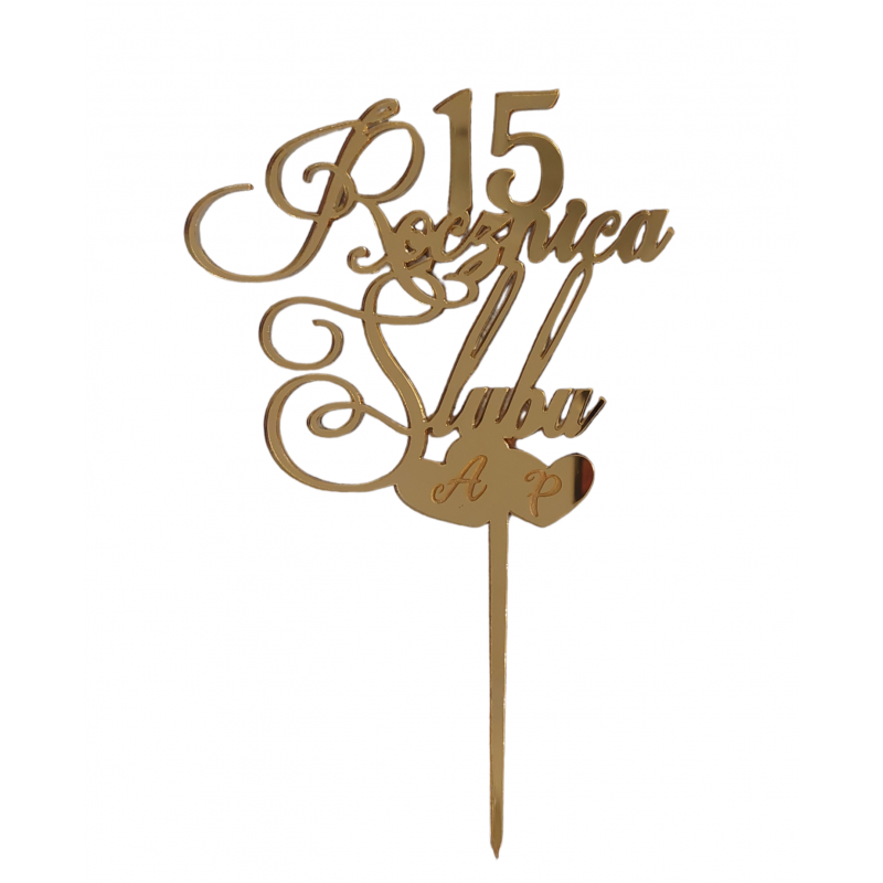 Rocznica Ślubu topper serca + cyfra i imiona